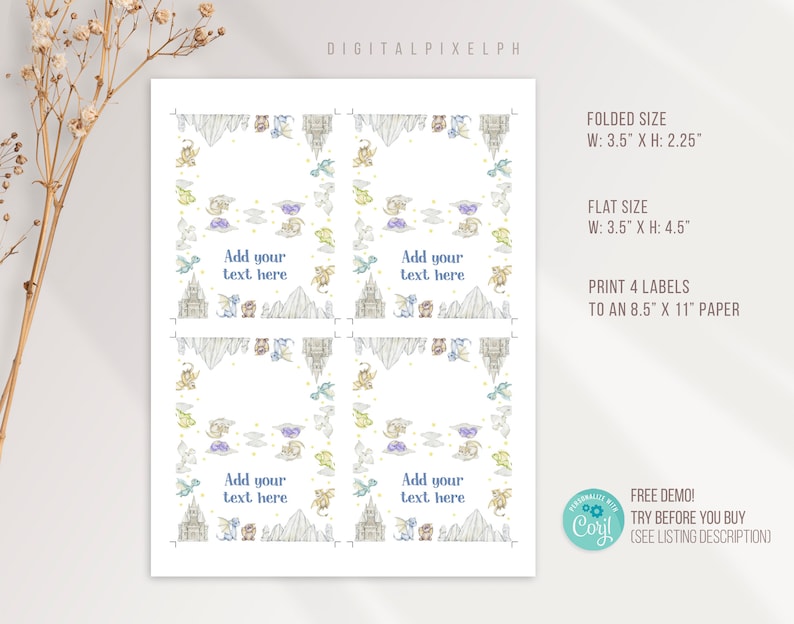 Editable Dragon Birthday Food Label Tent Cards (digital Download) - Etsy