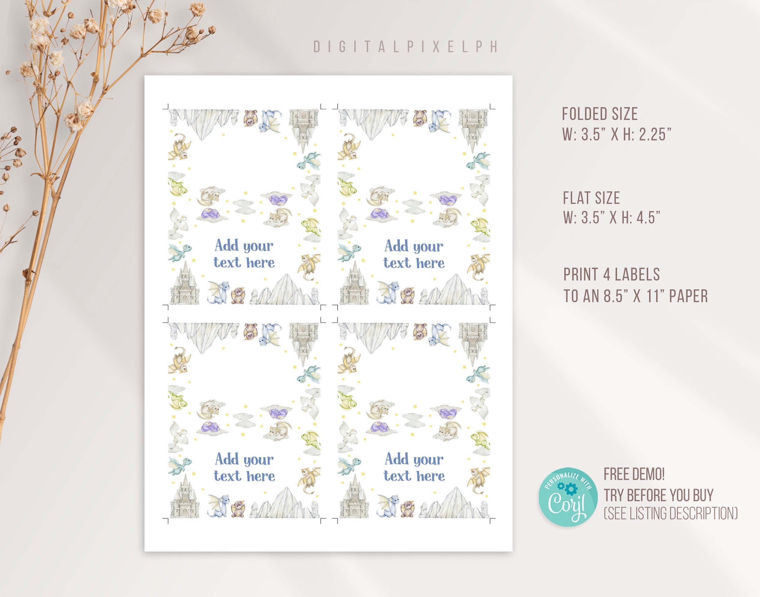 Editable Dragon Food Label, Dragon Birthday Party Food Tent Cards ...