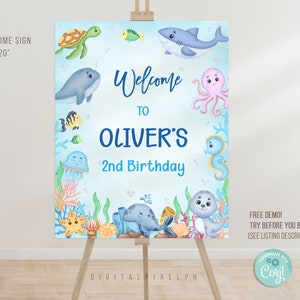 Editable Under the Sea Welcome Sign Template, Under the Sea Birthday ...