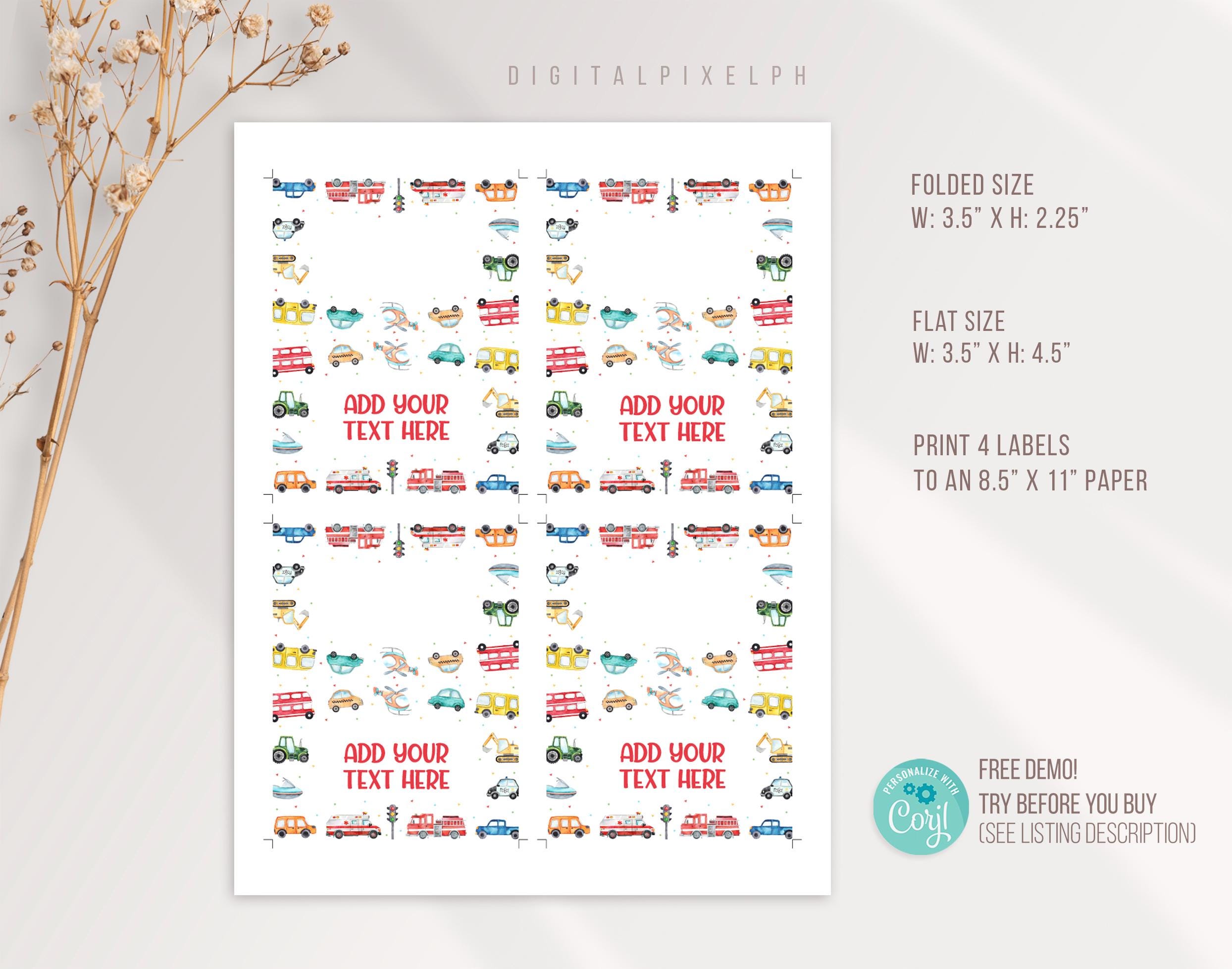 Editable Transportation Food Label Tent Cards (digital Download) - Etsy