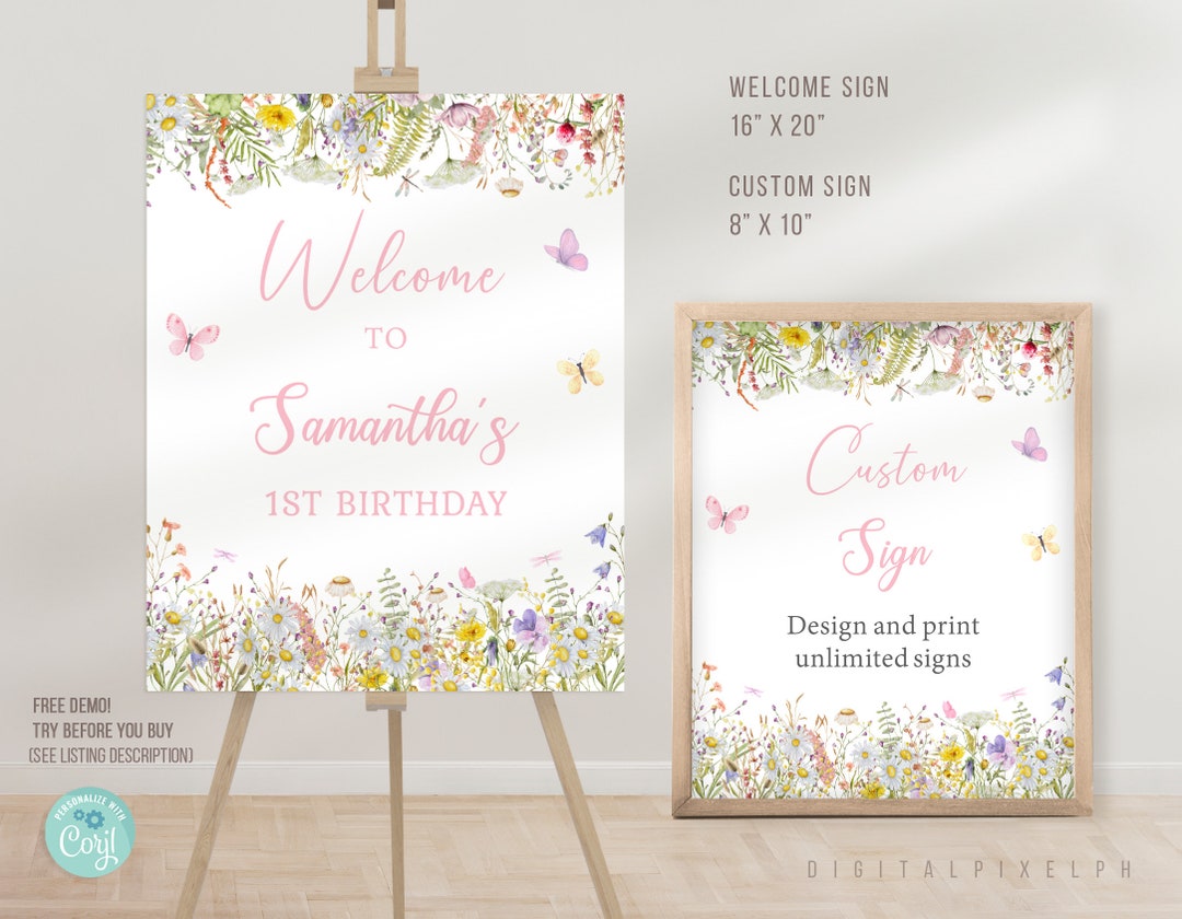 Editable Wildflower Welcome Sign Template, Wildflower Custom Sign ...