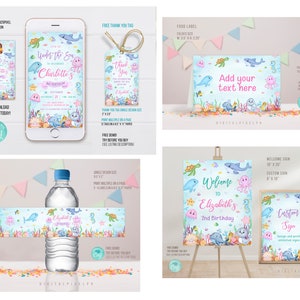 Editable Under the Sea Birthday Invitation Bundle Template, Under the ...
