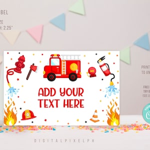 Editable Fire Truck Food Label, Fire Truck Birthday Party Food Tent ...