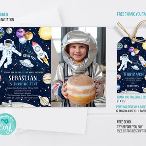 Outer Space Birthday Invitation Template With Photo Planets - Etsy