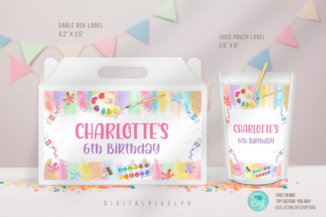 Editable Art Painting Capri Sun Labels, Art Painting Juice Labels, Art ...