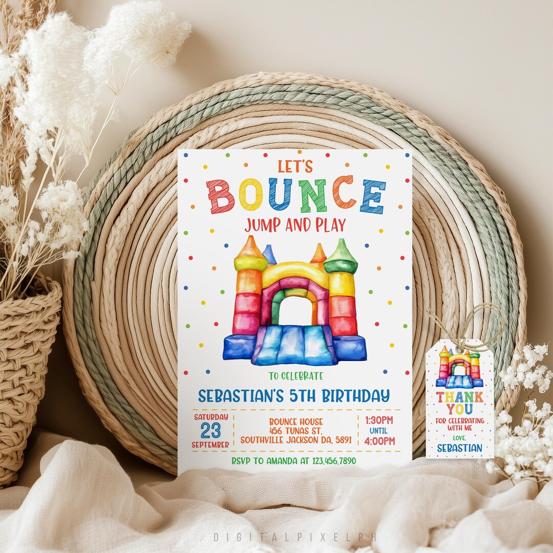 Editable Bounce House Birthday Invitation Template (digital Download ...