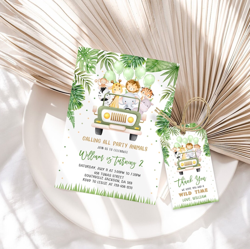 EDITABLE Safari Birthday Invitation Wild One 1st Birthday - Etsy