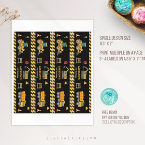 Editable Construction Birthday Water Bottle Label (digital Download) - Etsy