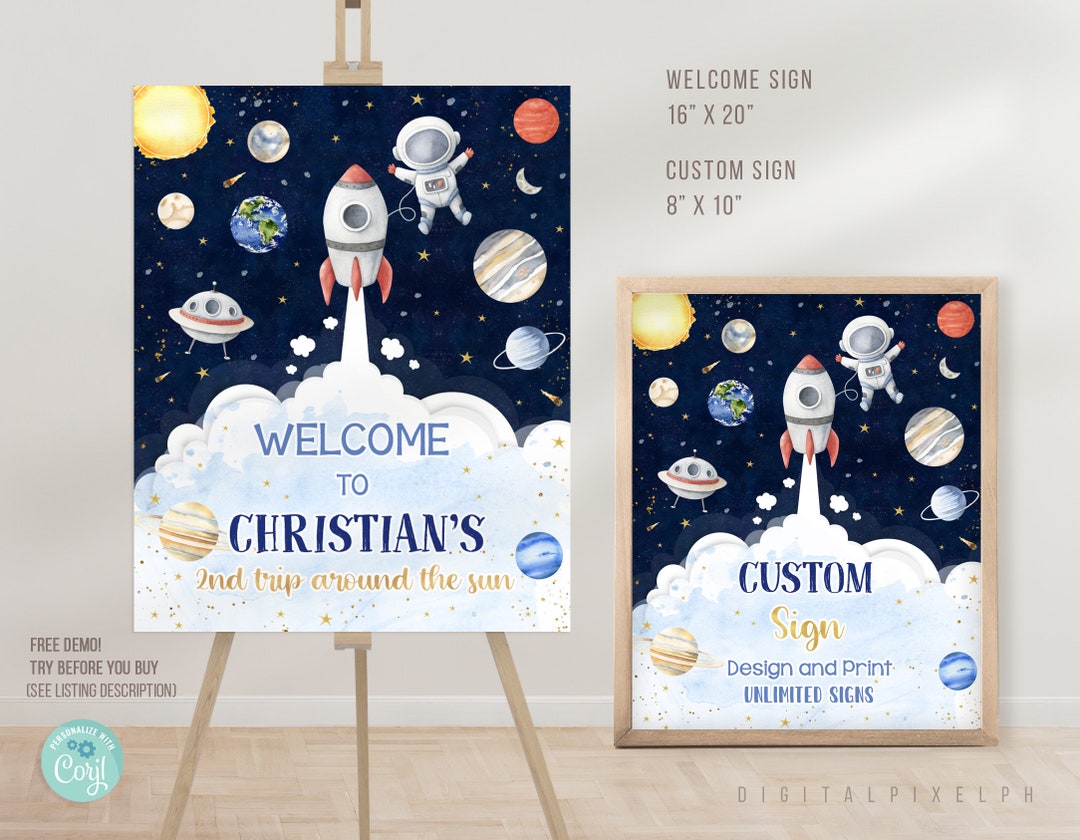Editable Outer Space Welcome Sign Template, Outer Space Custom Sign ...