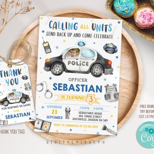 Editable Police Birthday Invitation Template, Police Officer Invitation ...