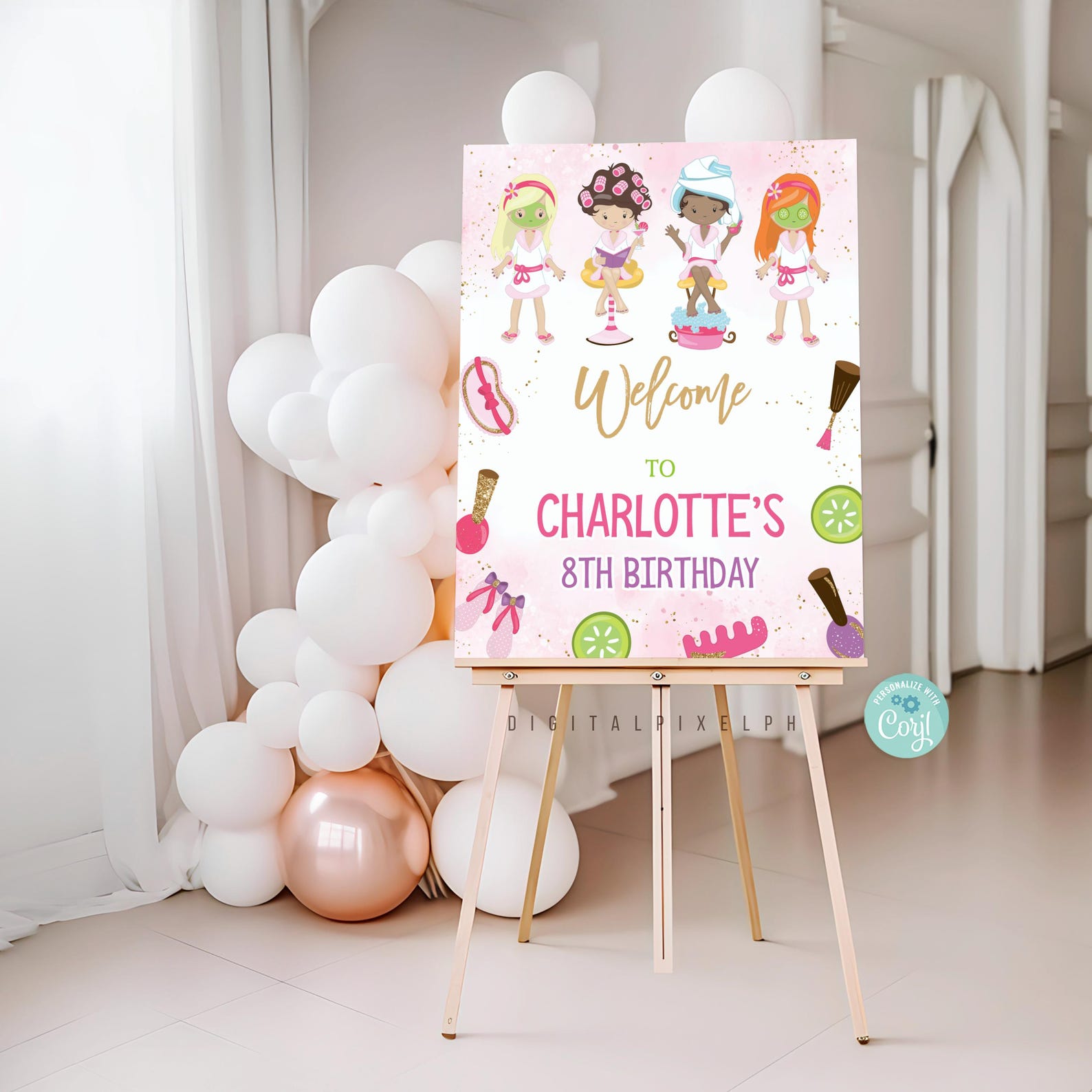 Editable Spa Party Welcome Sign Template, Custom Sign (digital Download ...