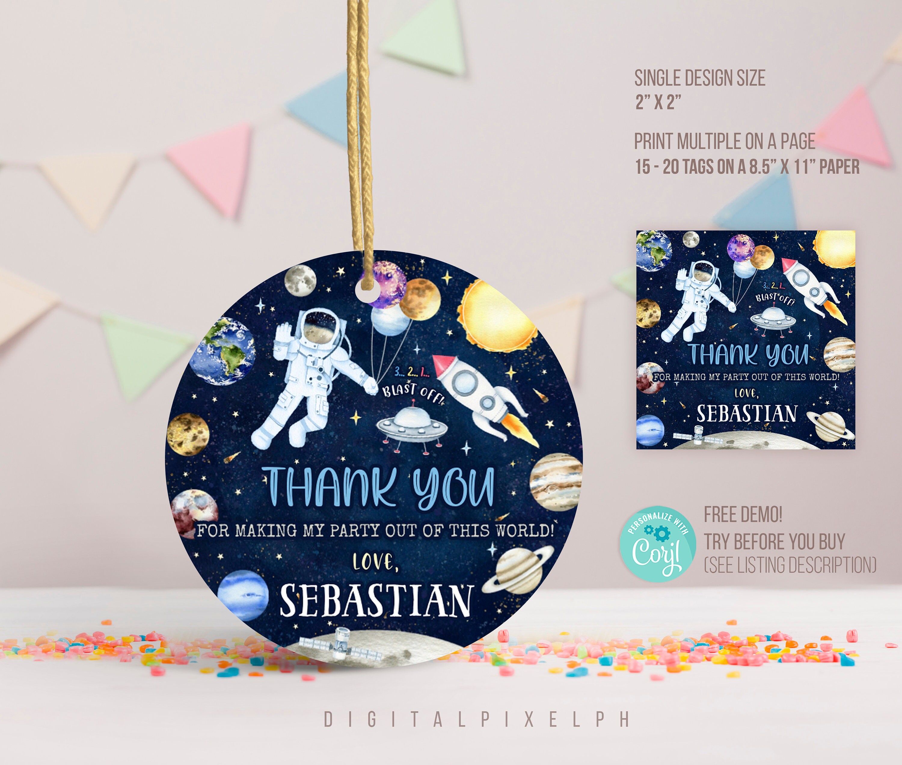 Outer Space Birthday Invitation Bundle Template, Outer Space Welcome ...