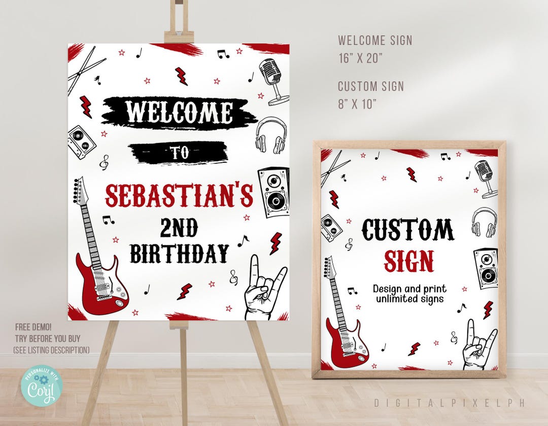 Editable Born Two Rock Welcome Sign Template, Born Two Rock Custom Sign ...