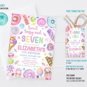 Editable Sweets Candy Invitation, Sweet Candy Birthday Invitation ...