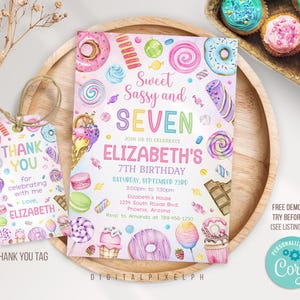 Editable Sweets Candy Invitation, Sweet Candy Birthday Invitation ...