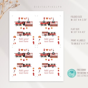 Editable Fire Truck Food Label, Fire Truck Birthday Party Food Tent ...