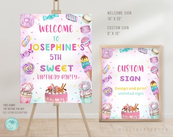 Editable Sweet Candy Land Welcome Sign, Sweets Welcome Sign Template ...