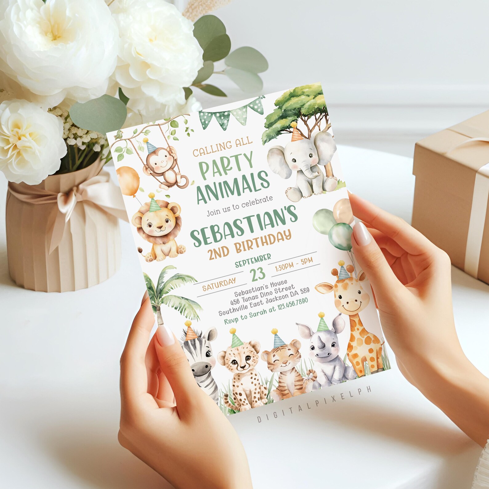 Editable Safari Animals Birthday Invitation (digital Download) - Etsy