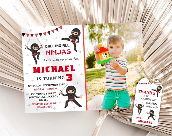 Ninja Birthday Party Invitation Template Ninja Birthday Party - Etsy