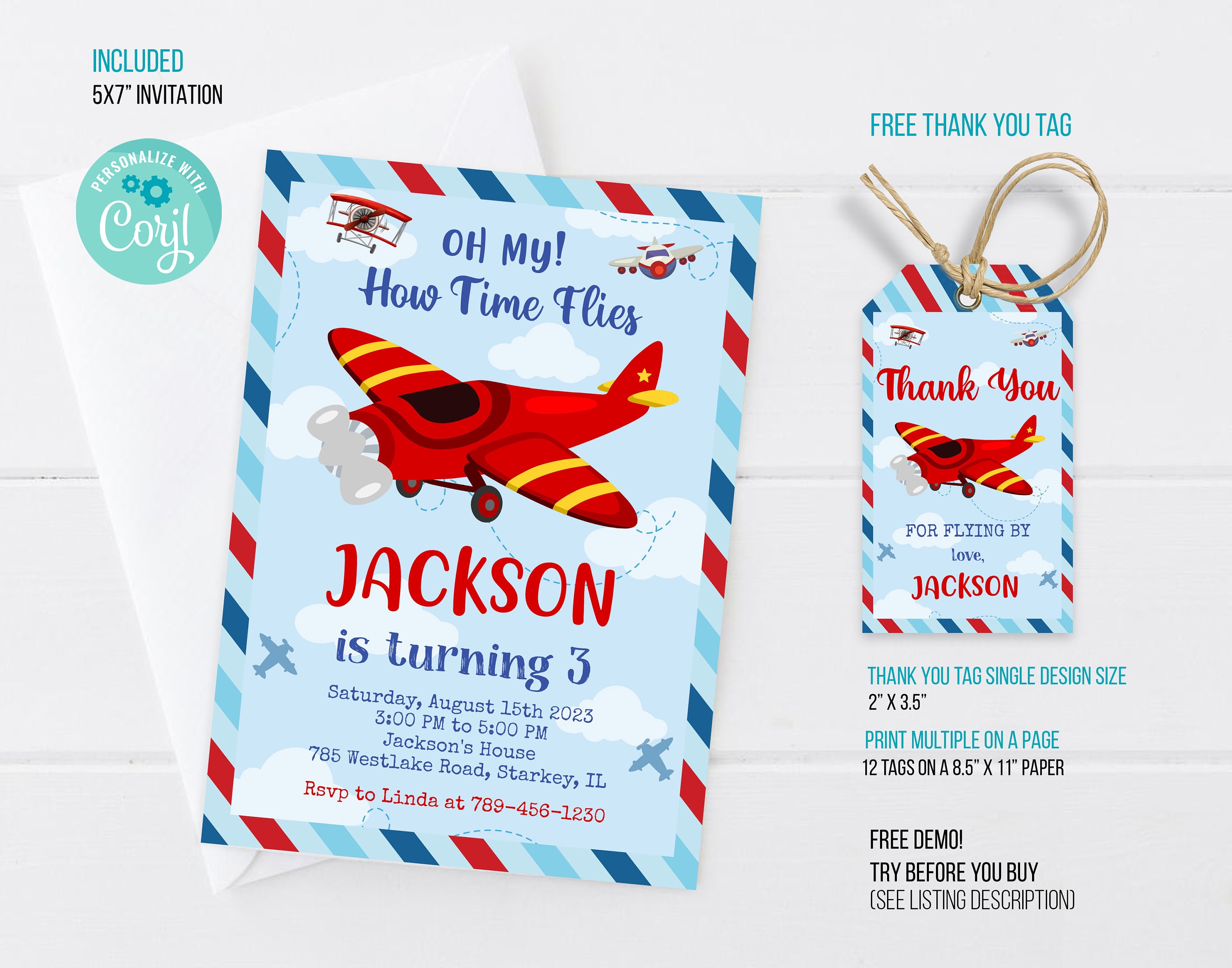 Airplane Birthday Invitation Template Airplane Invitation - Etsy Canada