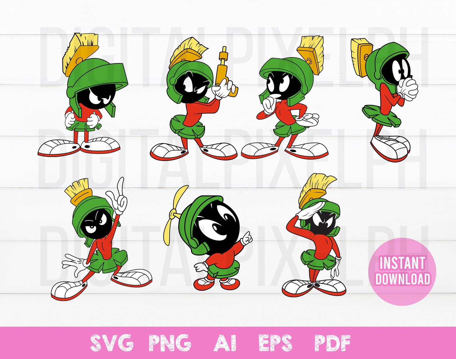 Marvin the martian svg looney tunes clipart svg cut files | Etsy