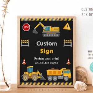Editable Construction Birthday Party Welcome Sign Template ...