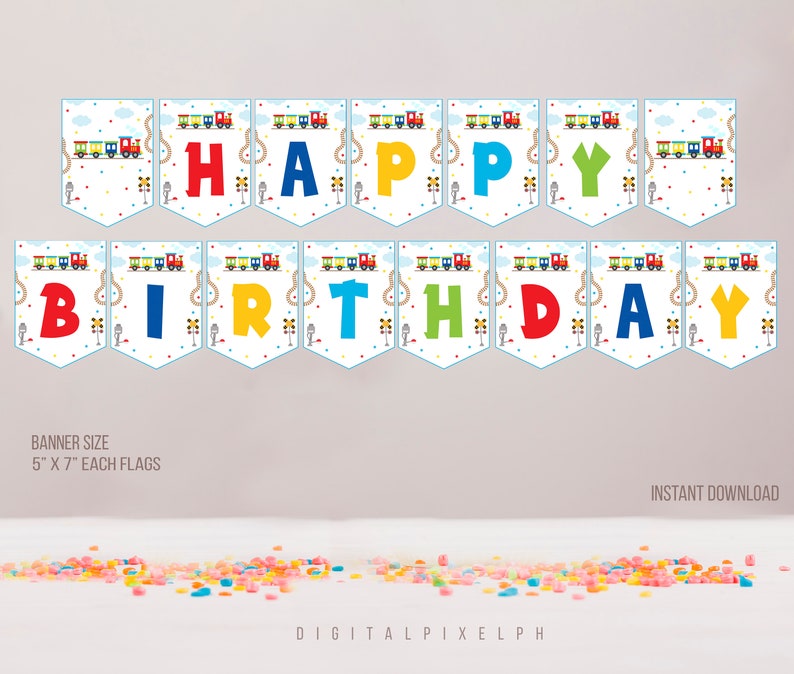 Train Happy Birthday Banner, Train Banner, Train Birthday Banner ...
