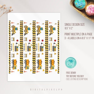 Editable Construction Birthday Water Bottle Label (digital Download) - Etsy