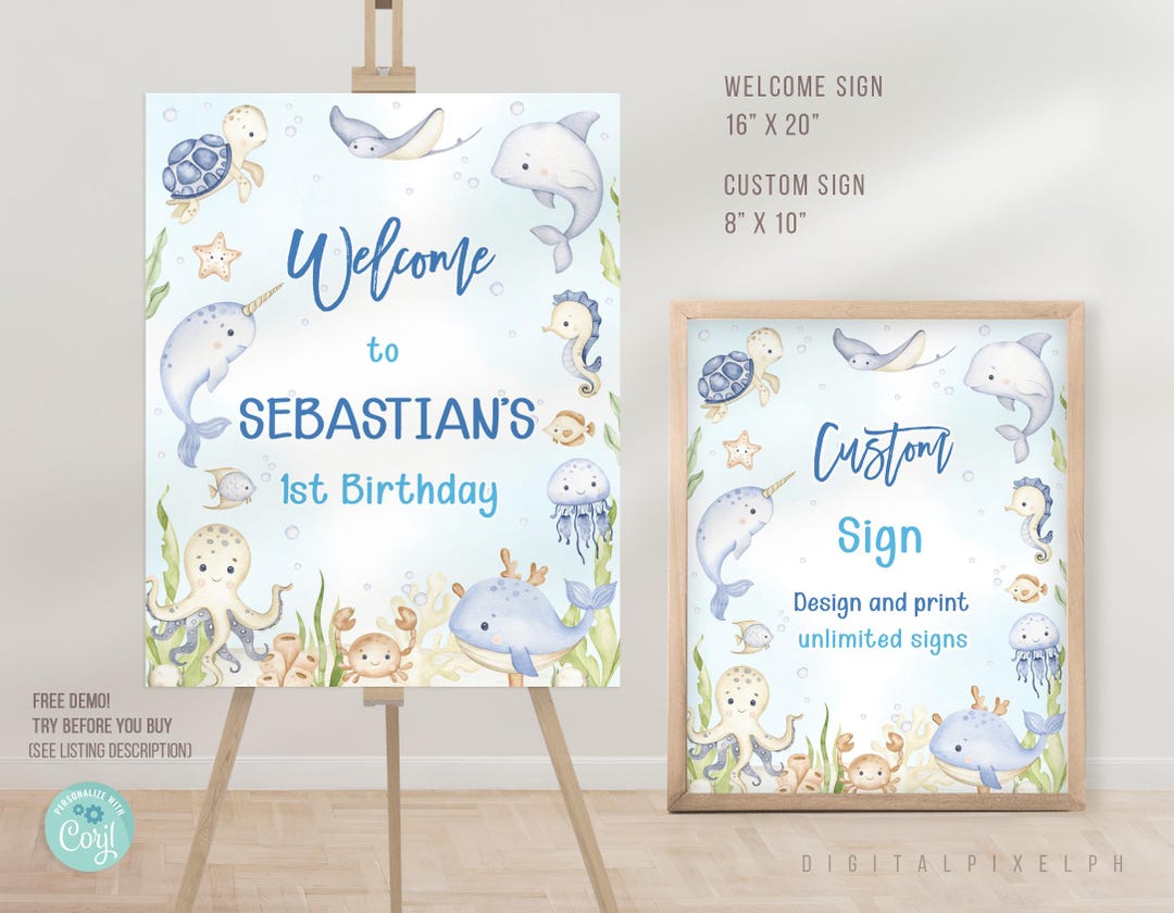 Editable Under the Sea Welcome Sign Template, Under the Sea Birthday ...