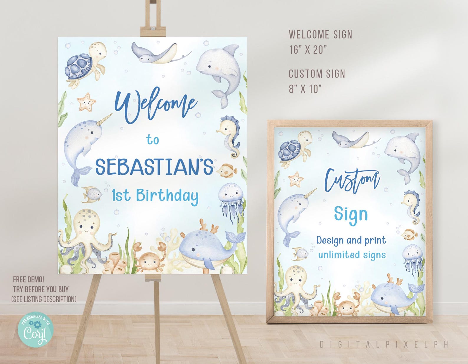 Editable Under the Sea Welcome Sign Template, Under the Sea Birthday ...