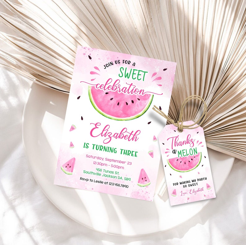 Watermelon Birthday Invitation Watermelon Birthday Invite - Etsy
