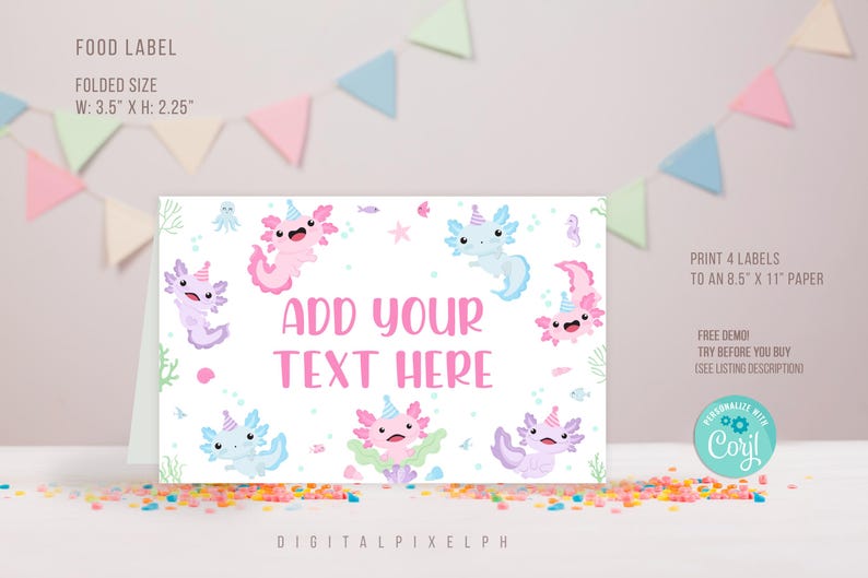 Editable Axolotl Food Label, Axolotl Food Tent Cards, Axolotl Food Tent ...
