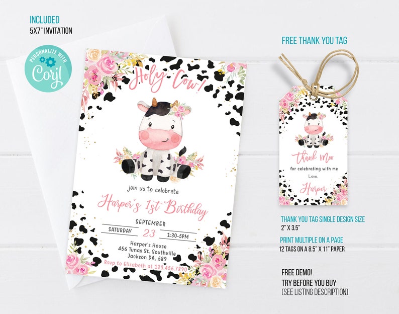 Holy Cow Birthday Invitation Template Printable Holy Cow - Etsy Canada
