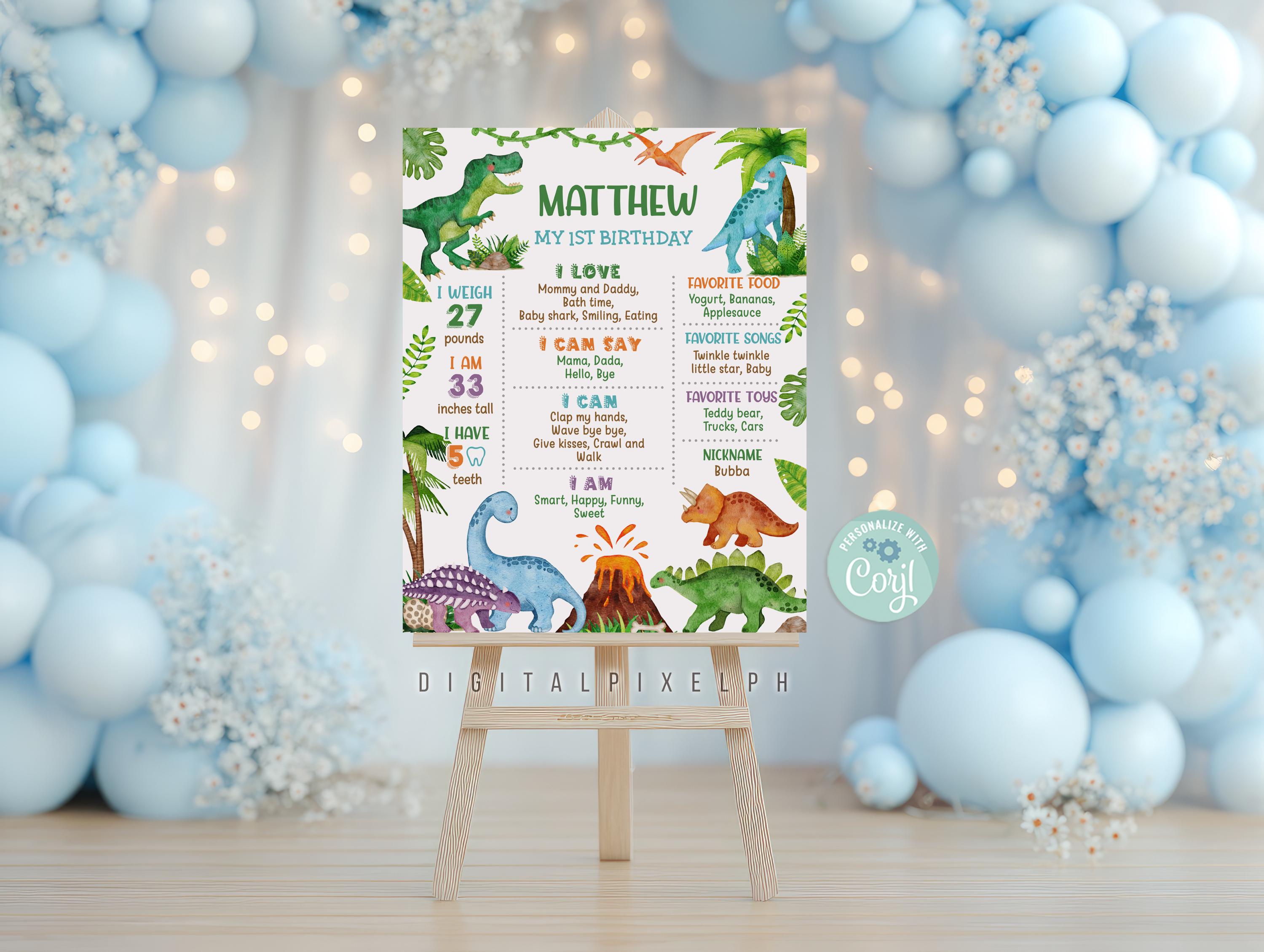 Dinosaur Birthday Milestone Poster, Editable Template (digital Download ...