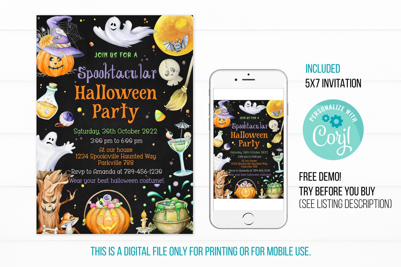 Editable Spooktacular Halloween Party Invitation (digital Download) - Etsy