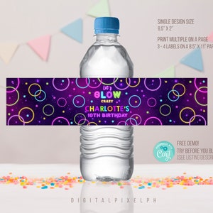 Editable Glow Party Birthday Invitation Bundle Template, Glow Party ...