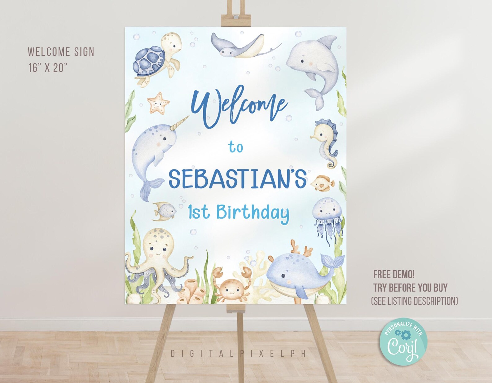 Editable Under the Sea Welcome Sign Template, Under the Sea Birthday ...