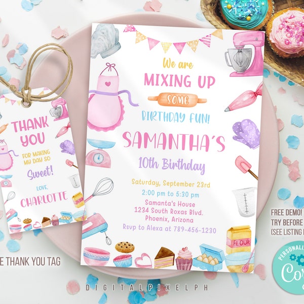 Baking Birthday Invitation - Etsy