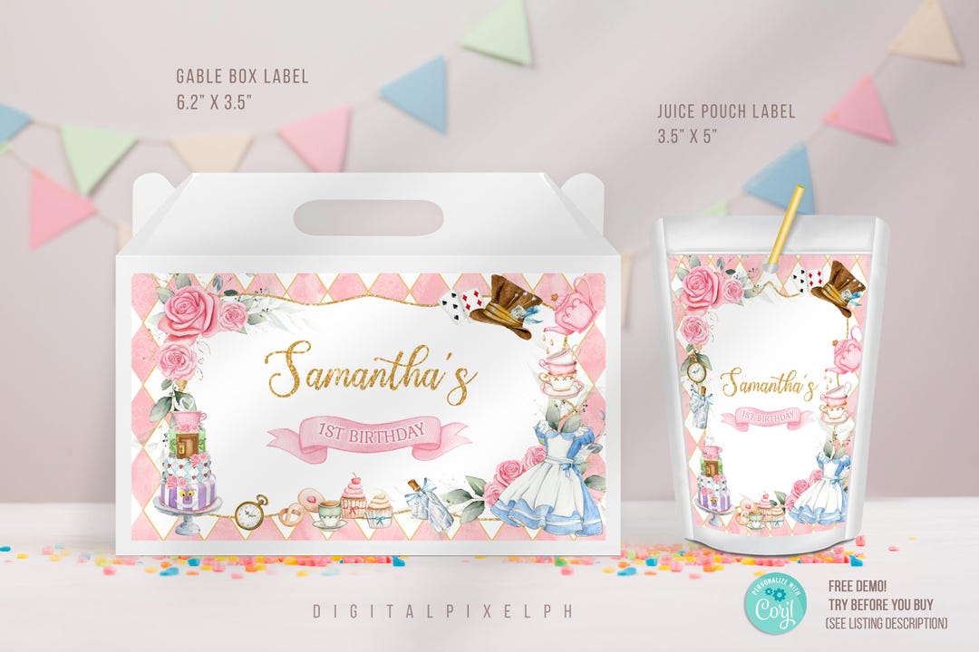 Editable Alice in Wonderland Capri Sun Labels, Alice in Wonderland ...