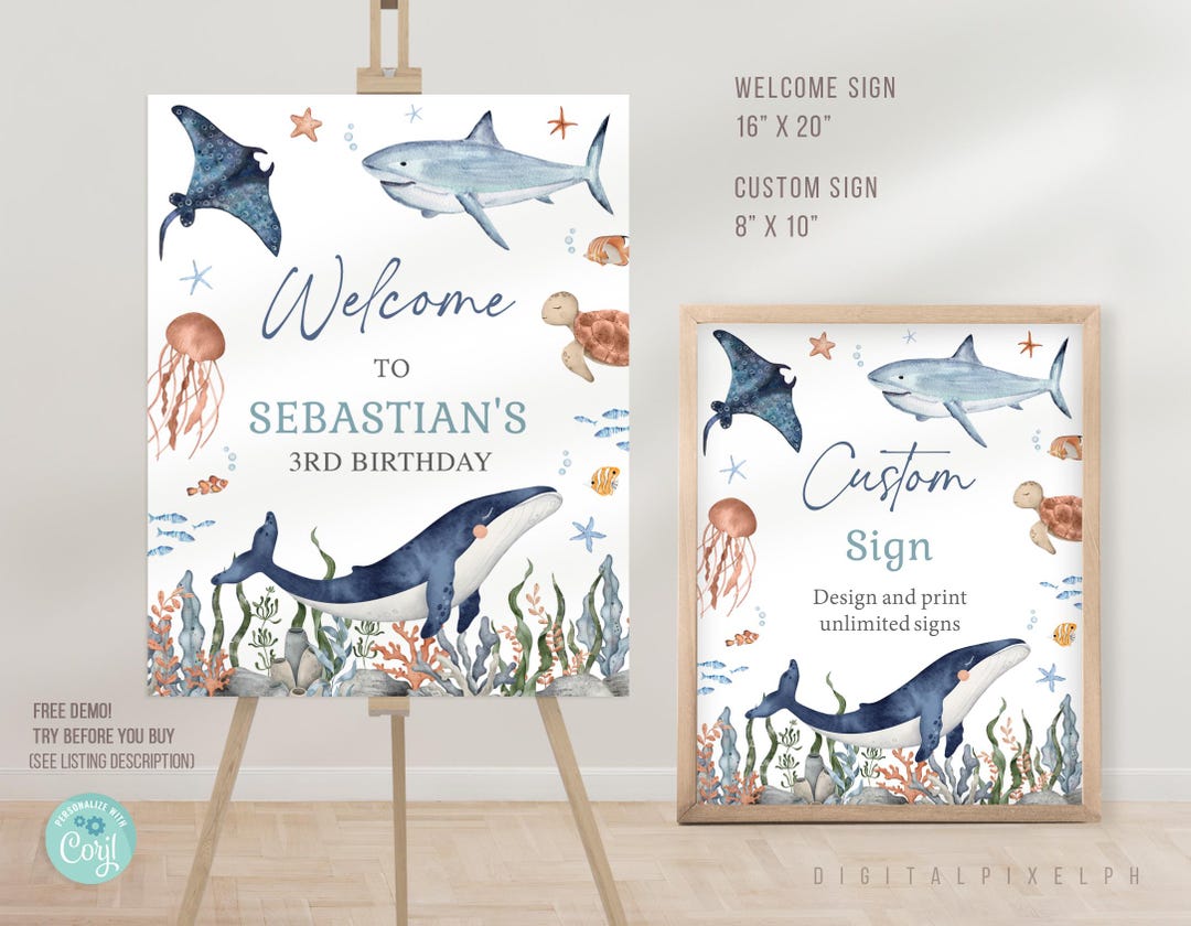 Editable Under the Sea Welcome Sign Template, Under the Sea Birthday ...