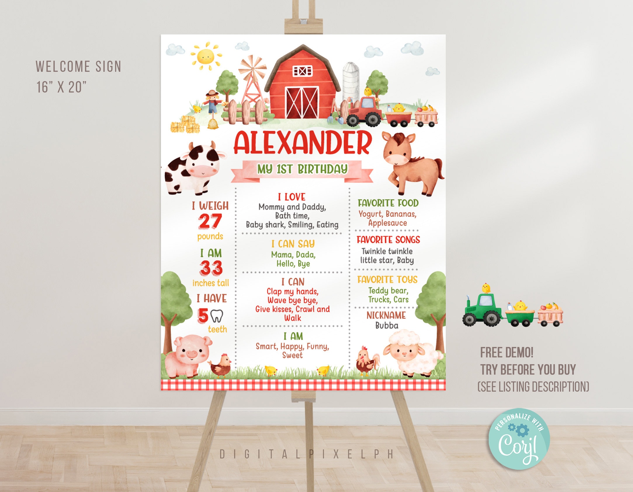 Farm Birthday Milestone Poster, Barnyard Animals (digital Download) - Etsy