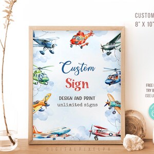 Editable Airplane Birthday Party Welcome Sign Template, Airplane ...