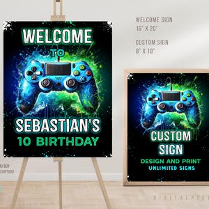 Editable Video Game Welcome Sign Template, Video Game Birthday Custom ...