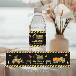 Editable Construction Birthday Water Bottle Label (digital Download) - Etsy