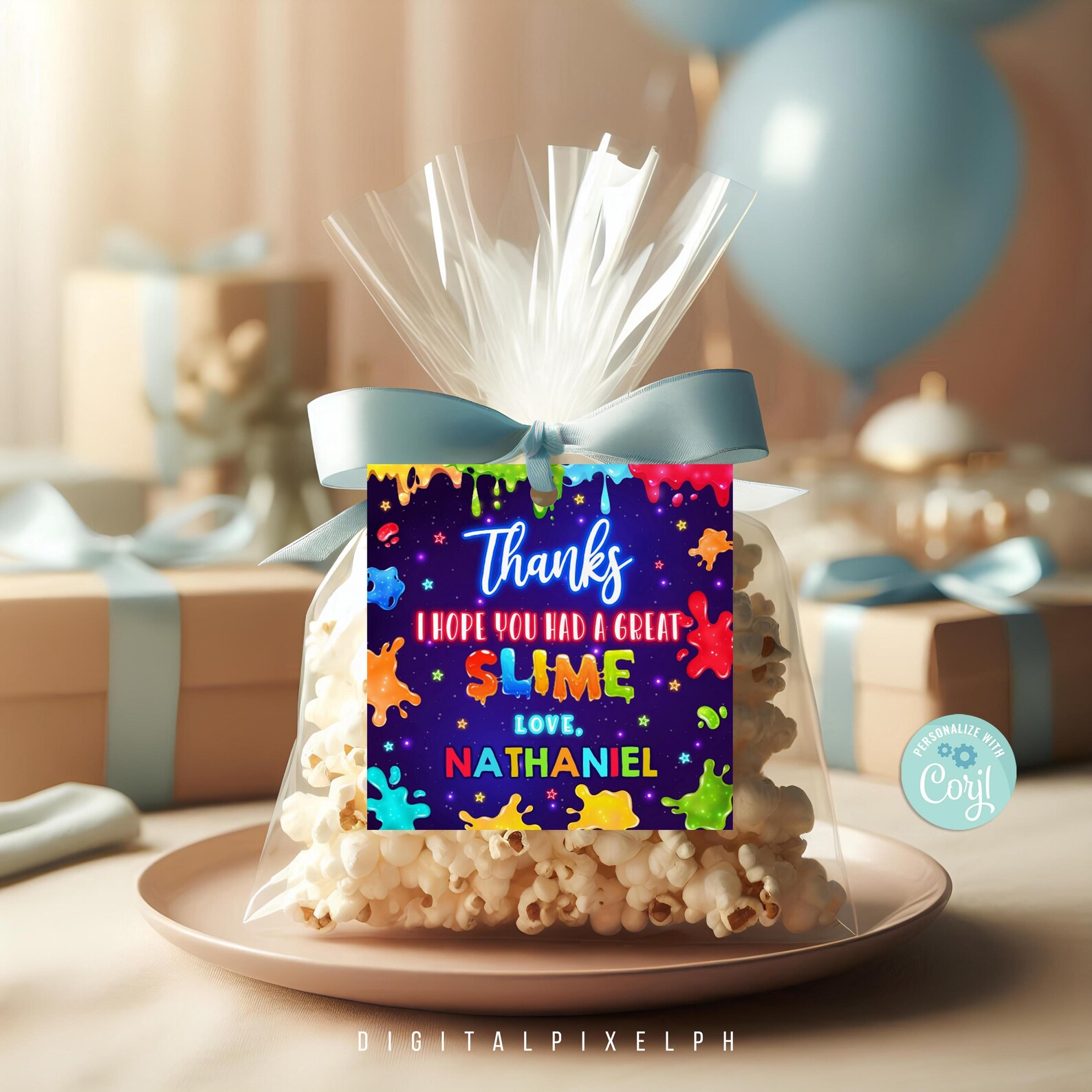 Slime Party Thank You Tags, Editable Template (digital Download) - Etsy