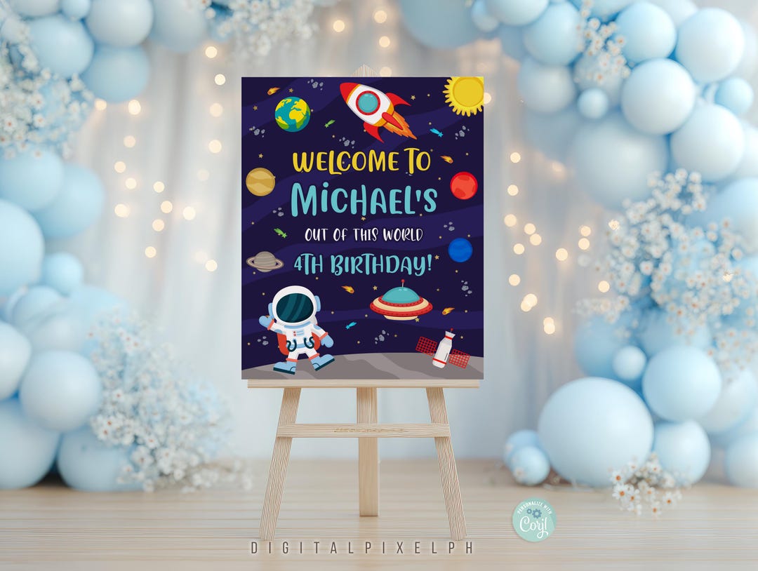 Outer Space Welcome Sign Template, Outer Space Custom Sign - Etsy