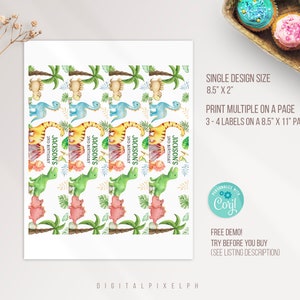 Editable Dinosaur Water Bottle Label, Dinosaur Label, Dinosaur Water ...