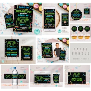 Editable Video Game Birthday Invitation Bundle Template, Video Game ...