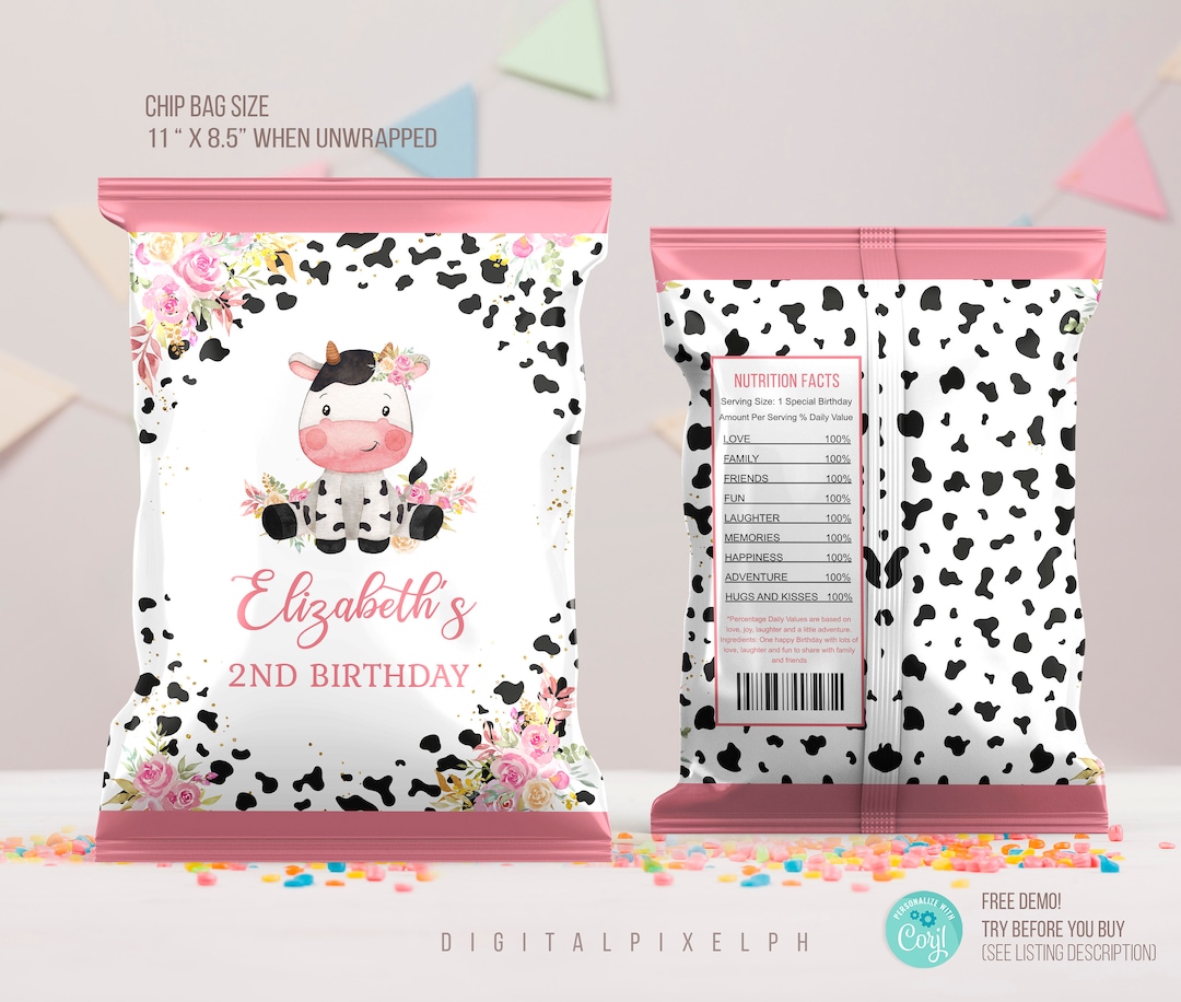 Holy Cow Birthday Chip Bag Wrapper Labels (digital Download) - Etsy
