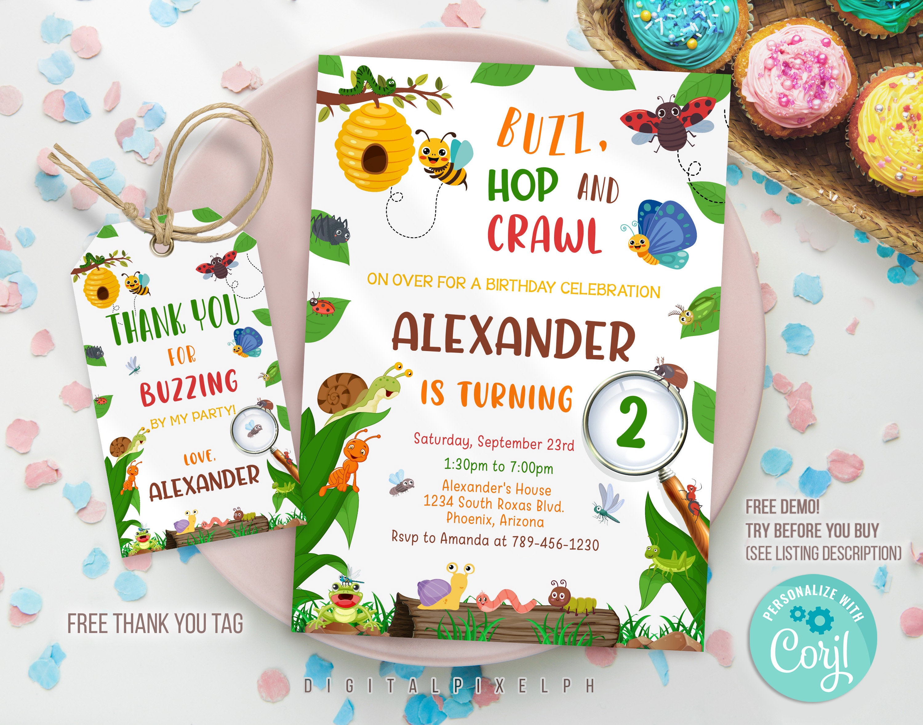 Insect Birthday Invitation Bugs Birthday Invitation Insect - Etsy